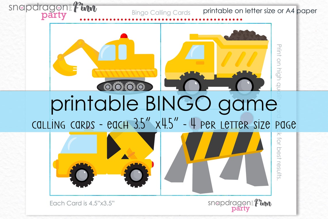 Construction Bingo Printable Party Game 30 Bingo Cards - Etsy