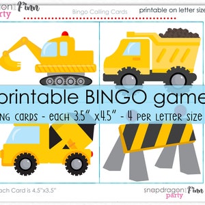 Construction Bingo Printable Party Game- 30 Bingo Cards - Construction ...