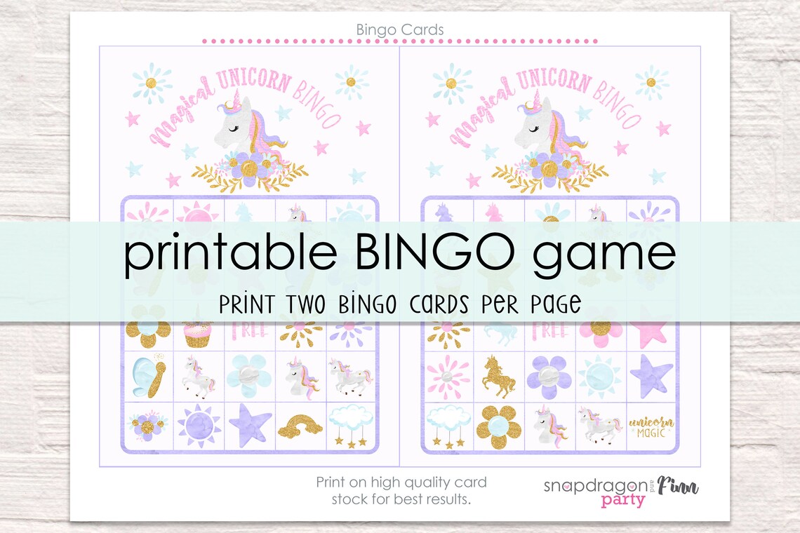 Unicorn Bingo Printable Party Game 30 Bingo Cards Unicorn - Etsy
