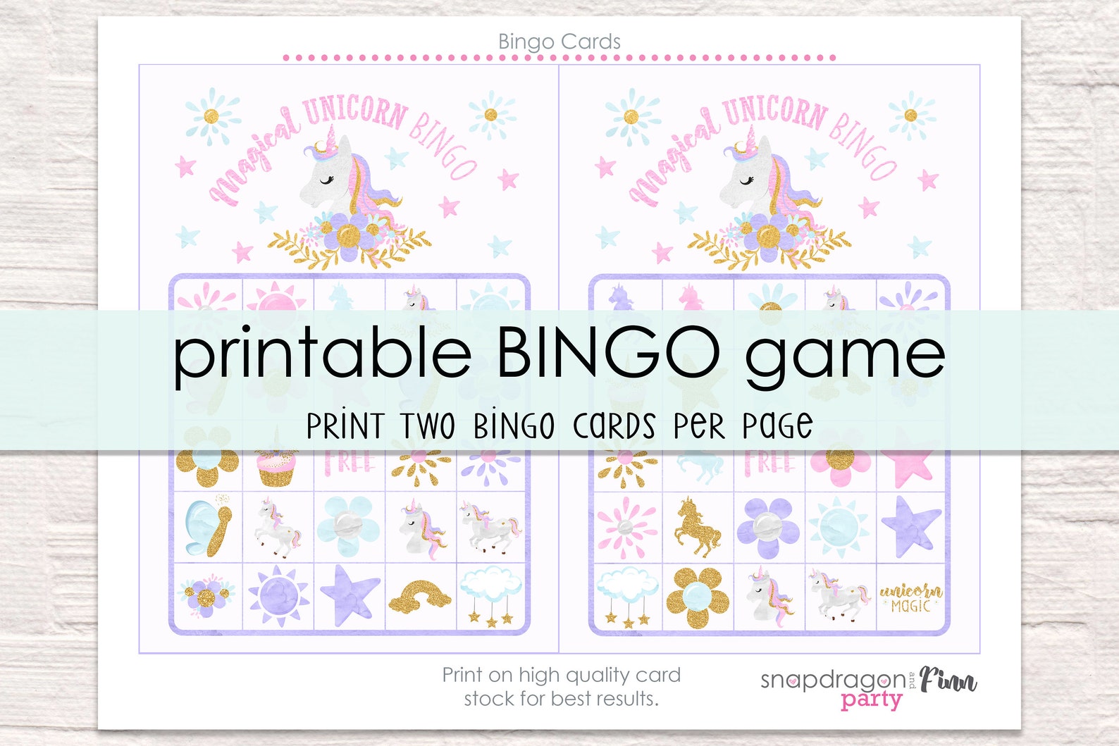 Unicorn Bingo Printable Party Game 30 Bingo Cards Unicorn - Etsy