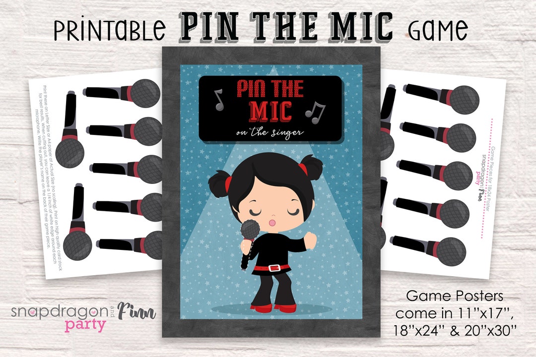 Pin the Mike on the Singer Printable Party Game 3 Poster Sizes Girl ...