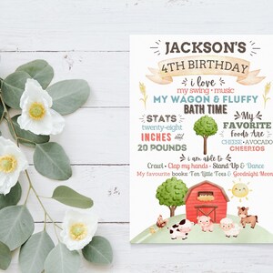 EDITABLE Farm Milestone Birthday Poster, Farm Birthday Chalkboard Sign ...