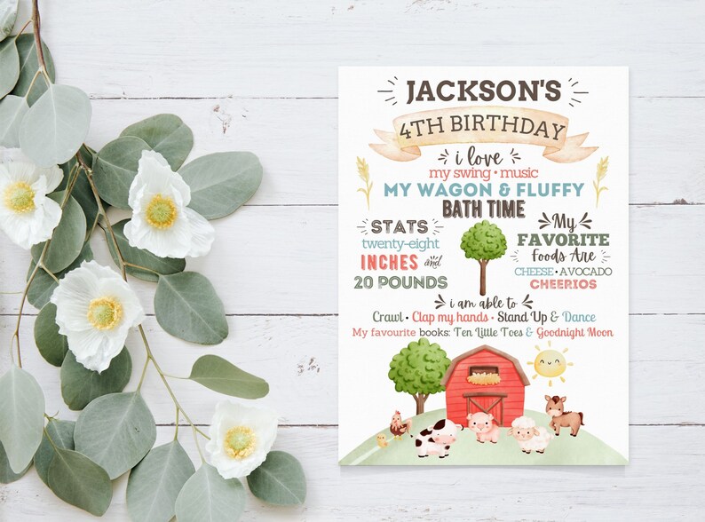 EDITABLE Farm Milestone Birthday Poster Farm Birthday - Etsy