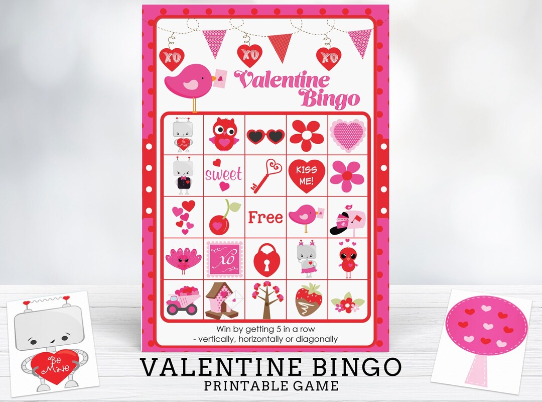 Valentine Bingo Printable Game Valentine Game 20 Bingo Cards Instant ...