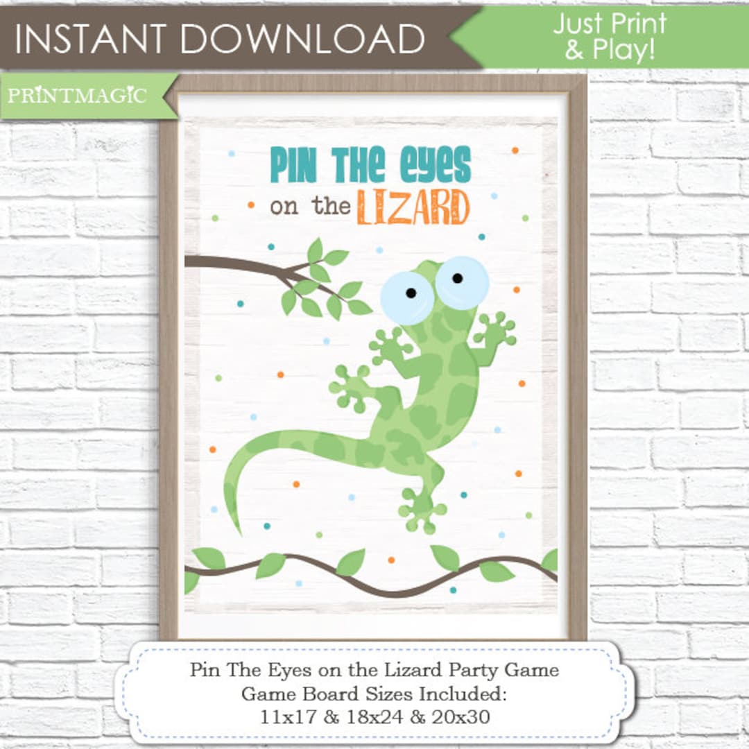 Reptile Party Printable Birthday Party Game - 3 Poster Sizes - Pin the ...