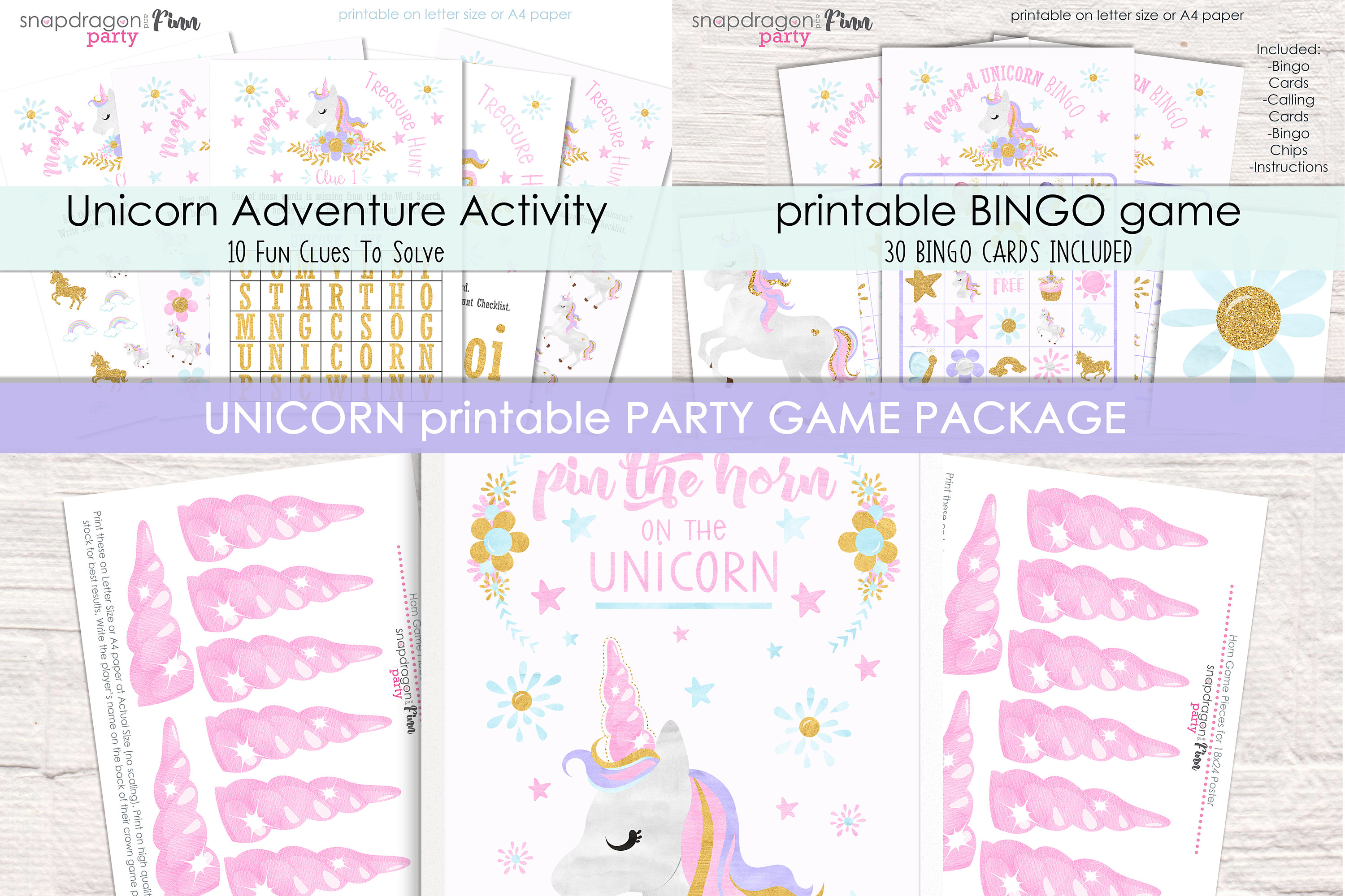Unicorn Party Game Package 3 Activities for Your Unicorn - Etsy