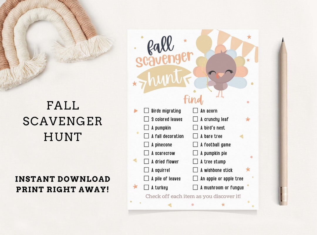 Editable Fall Scavenger Hunt, Thanksgiving Scavenger Hunt, Fall ...