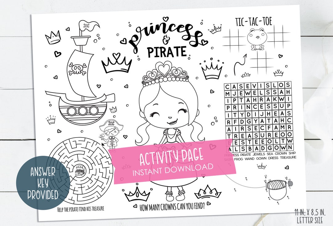 Princess & Pirate Printable Activity Pirate and Princess Party Game ...