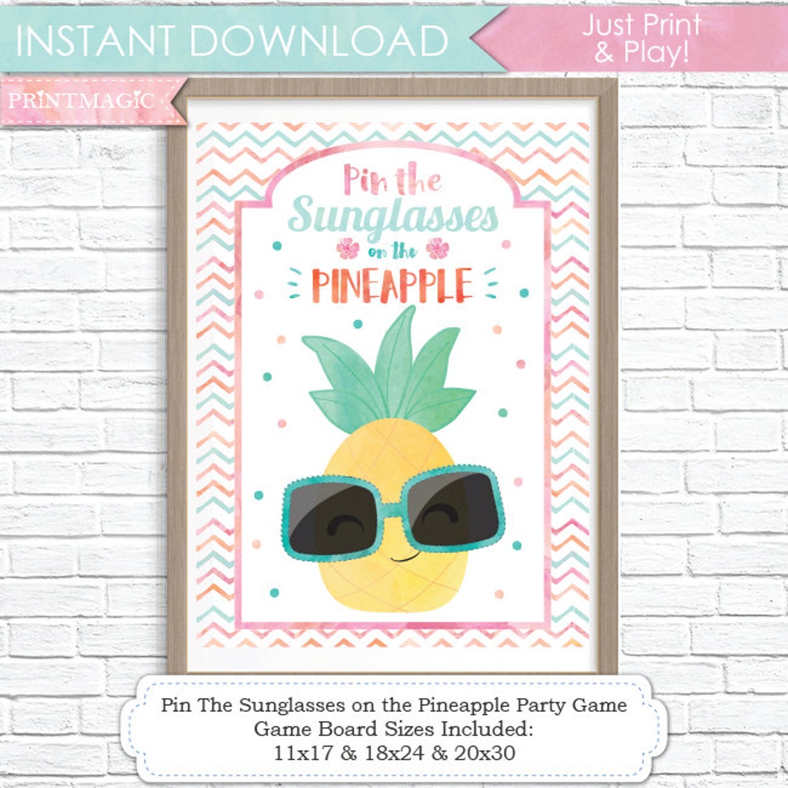 Pin the Sunglasses on the Pineapple Printable Party Game - 3 Poster ...