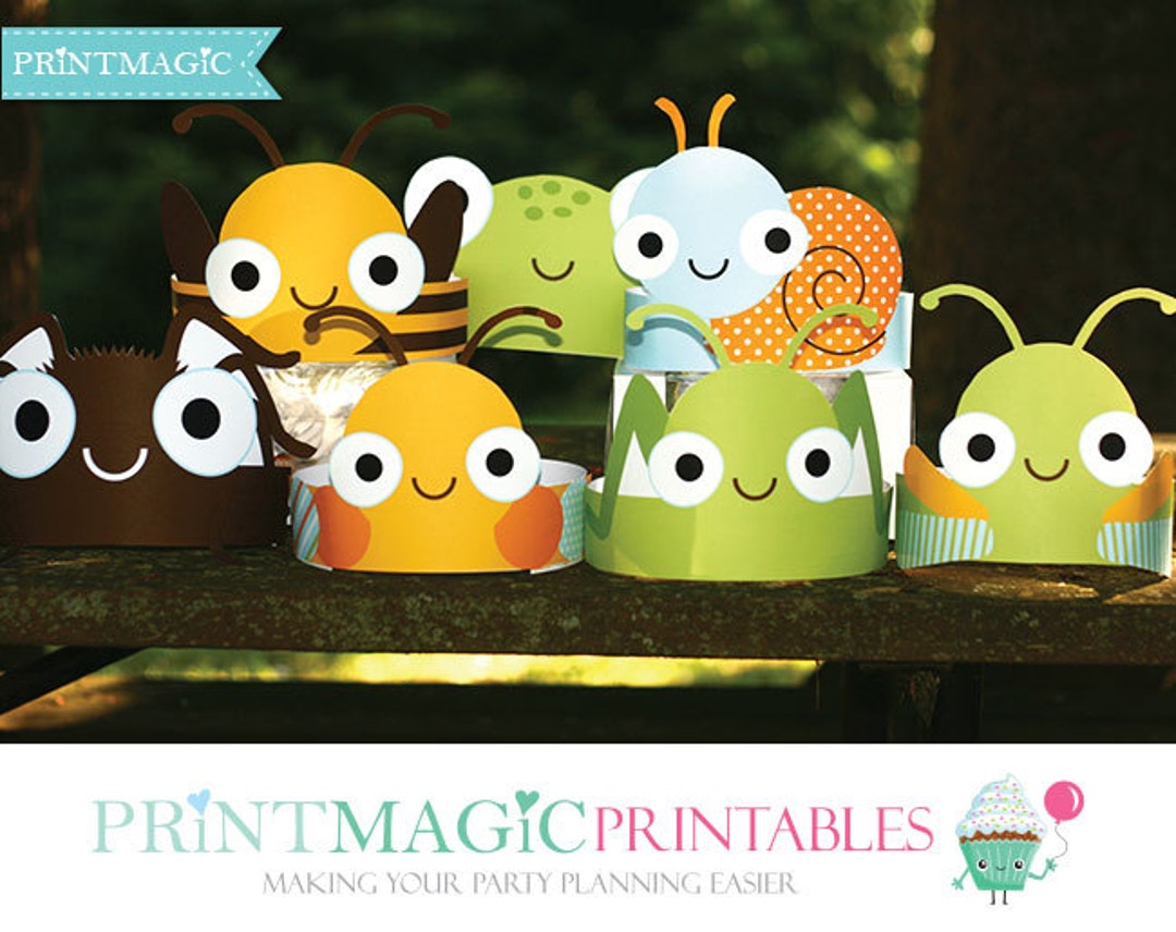 Instant Download Bug Party Hats - Printable Party Hats - Birthday Party ...