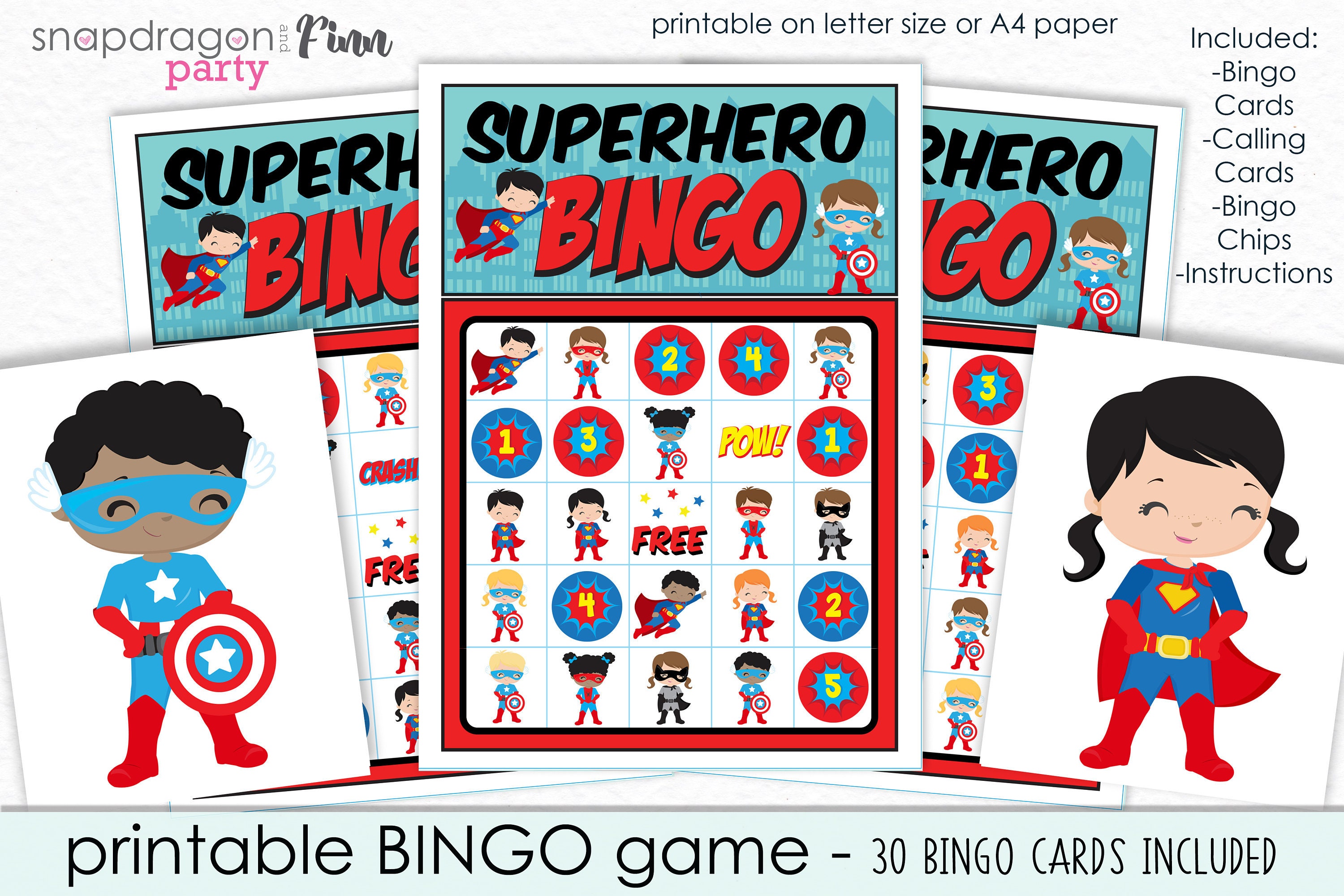 Superhero Bingo Printable Game Printable Hero Birthday Party - Etsy UK