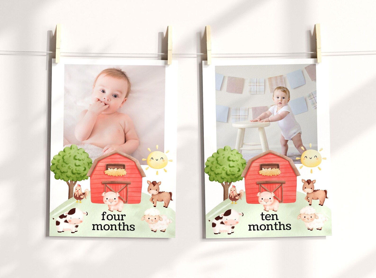Editable Farm Animals 1st Birthday Banner, Farm Monthly Photo Birthday ...