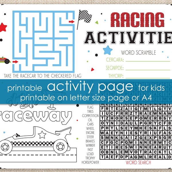 Race Car Birthday Coloring Sheet - Etsy
