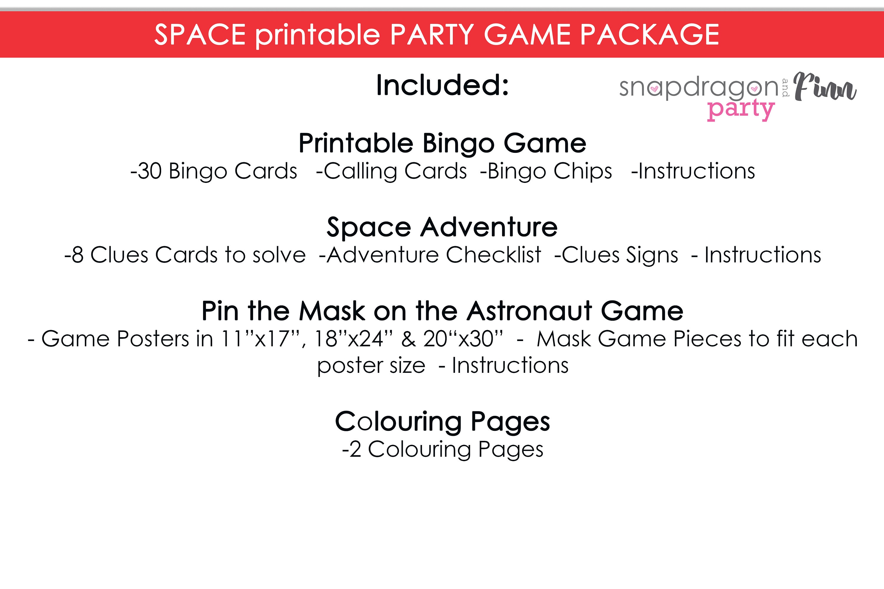 Space Party Game Package 4 Activities for Your Space Party - Etsy