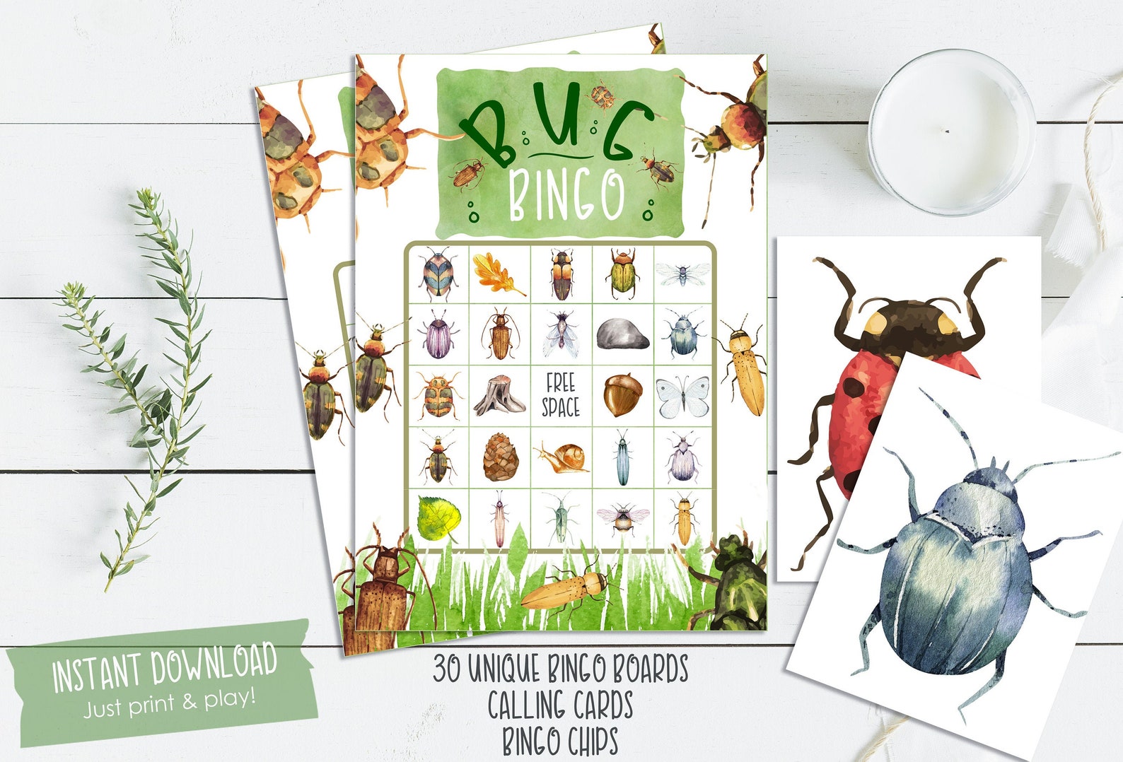 Bug Bingo Printable Party Game 30 Bingo Cards Bug Birthday - Etsy