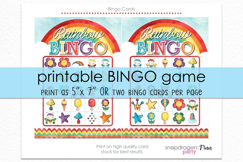 Rainbow Bingo Printable Party Game 30 Bingo Cards Rainbow - Etsy
