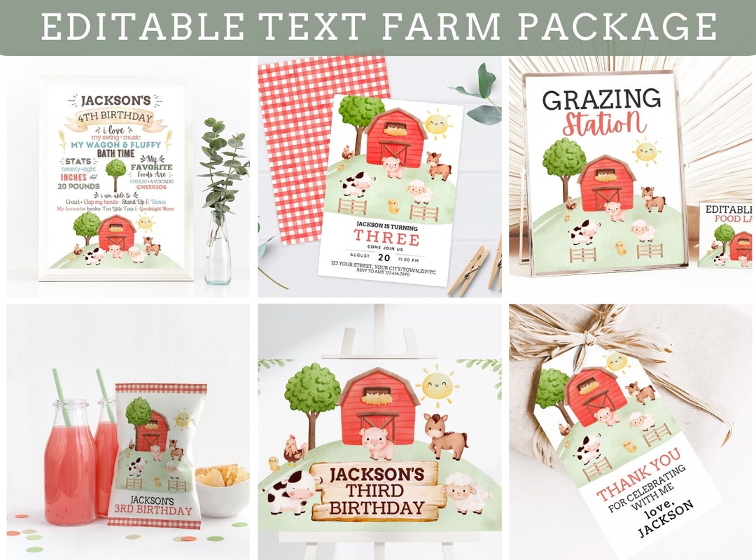 Printable Farm Party Package - Barnyard Party Invitation & Decorations ...