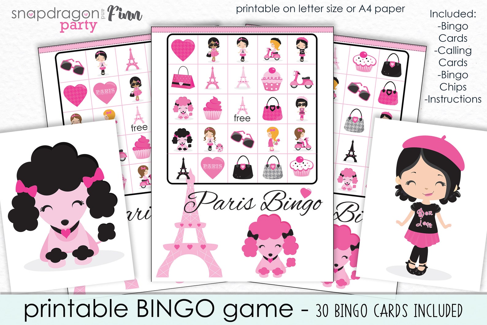Paris Bingo Printable Party Game Paris Birthday Party Game - Etsy