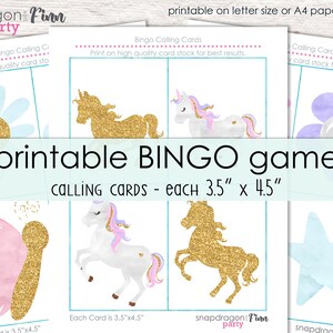 Unicorn Bingo Printable Party Game 30 Bingo Cards Unicorn Birthday ...
