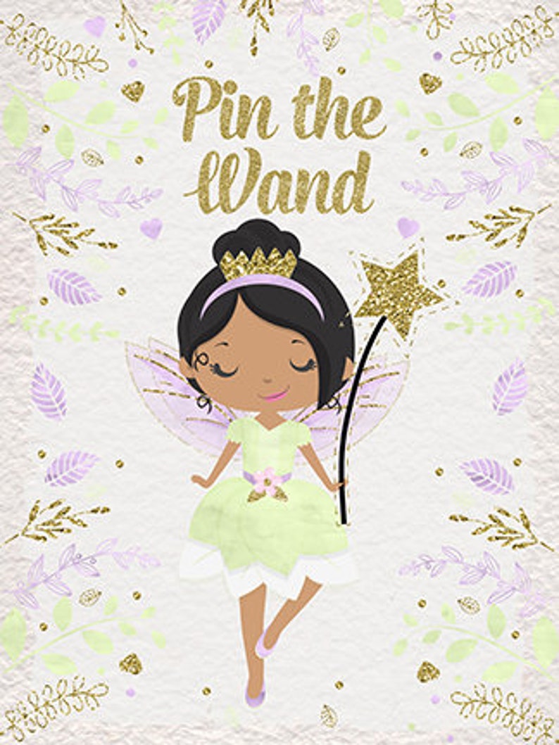 Pin the Wand Fairy Printable Party Game 5 Different Fairy | Etsy