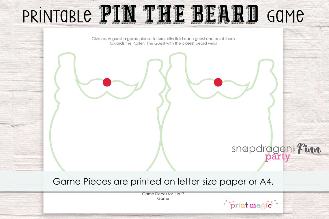 Pin the Beard on Santa Printable Party Game - 3 Sizes Included ...