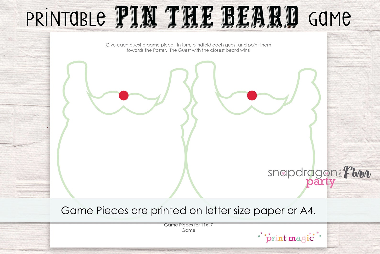 Pin the Beard on Santa Printable Party Game 3 Sizes Included - Etsy Canada