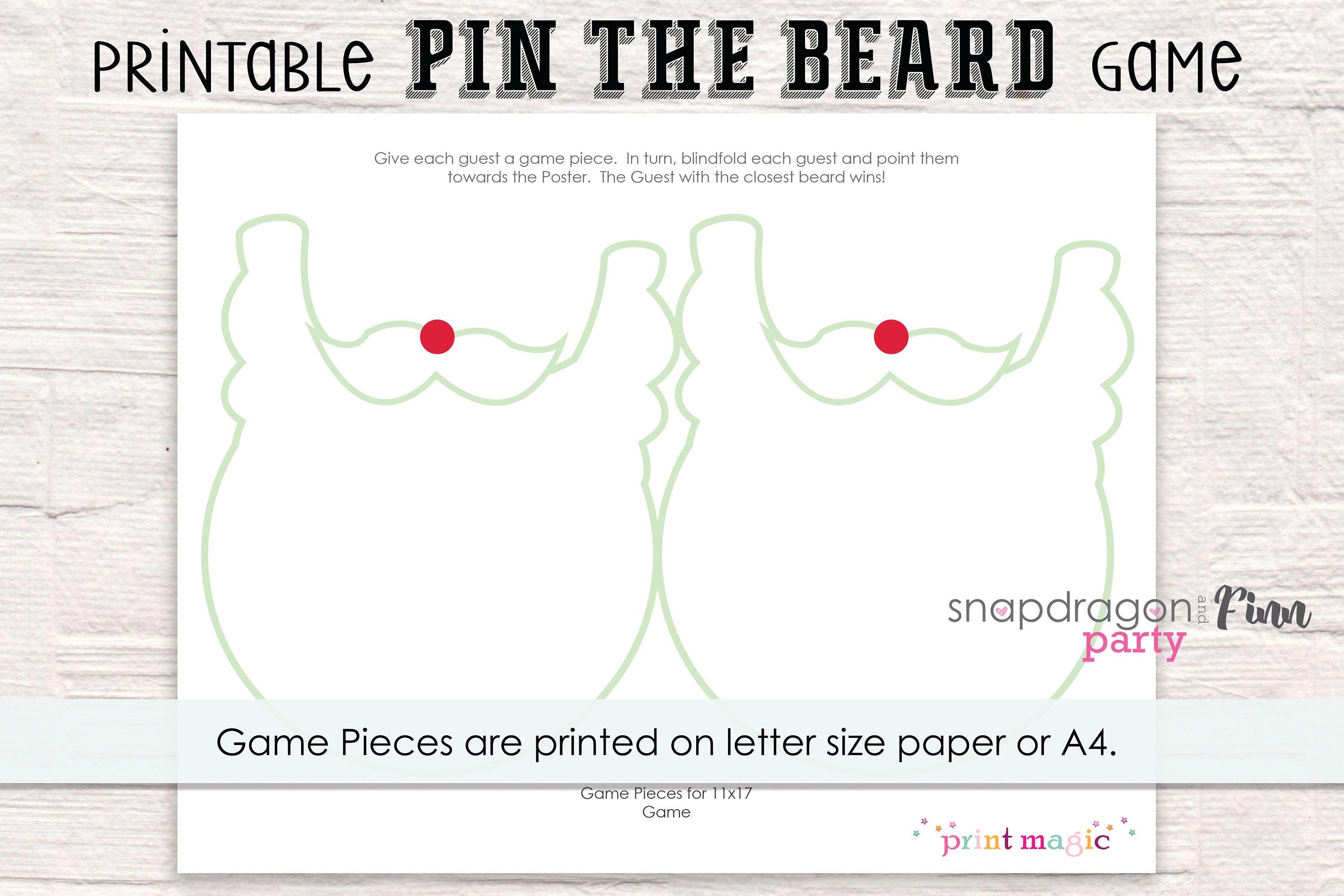 Pin the Beard on Santa Printable Party Game 3 Sizes Included - Etsy Canada