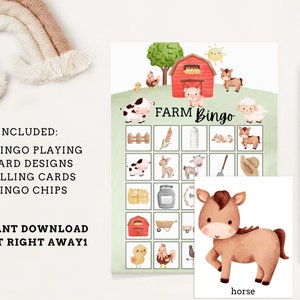 Farm Bingo Printable Party Game - 30 Bingo Cards - Barnyard Bingo ...