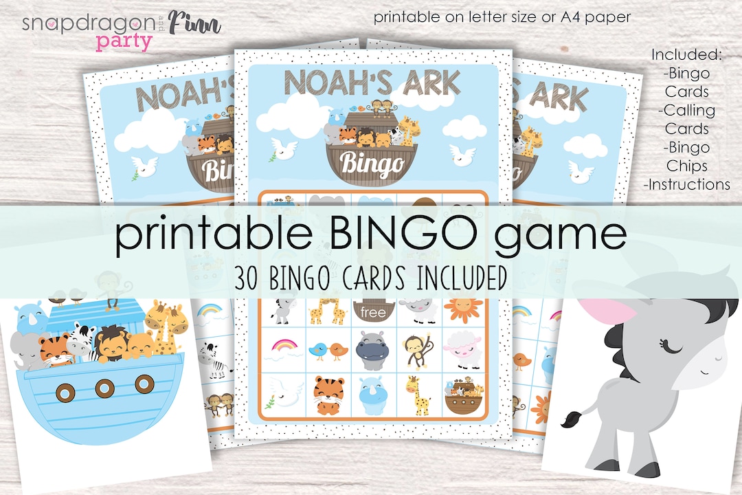 Noah's Ark Bingo Printable Game - Printable Ark Birthday Party Game ...