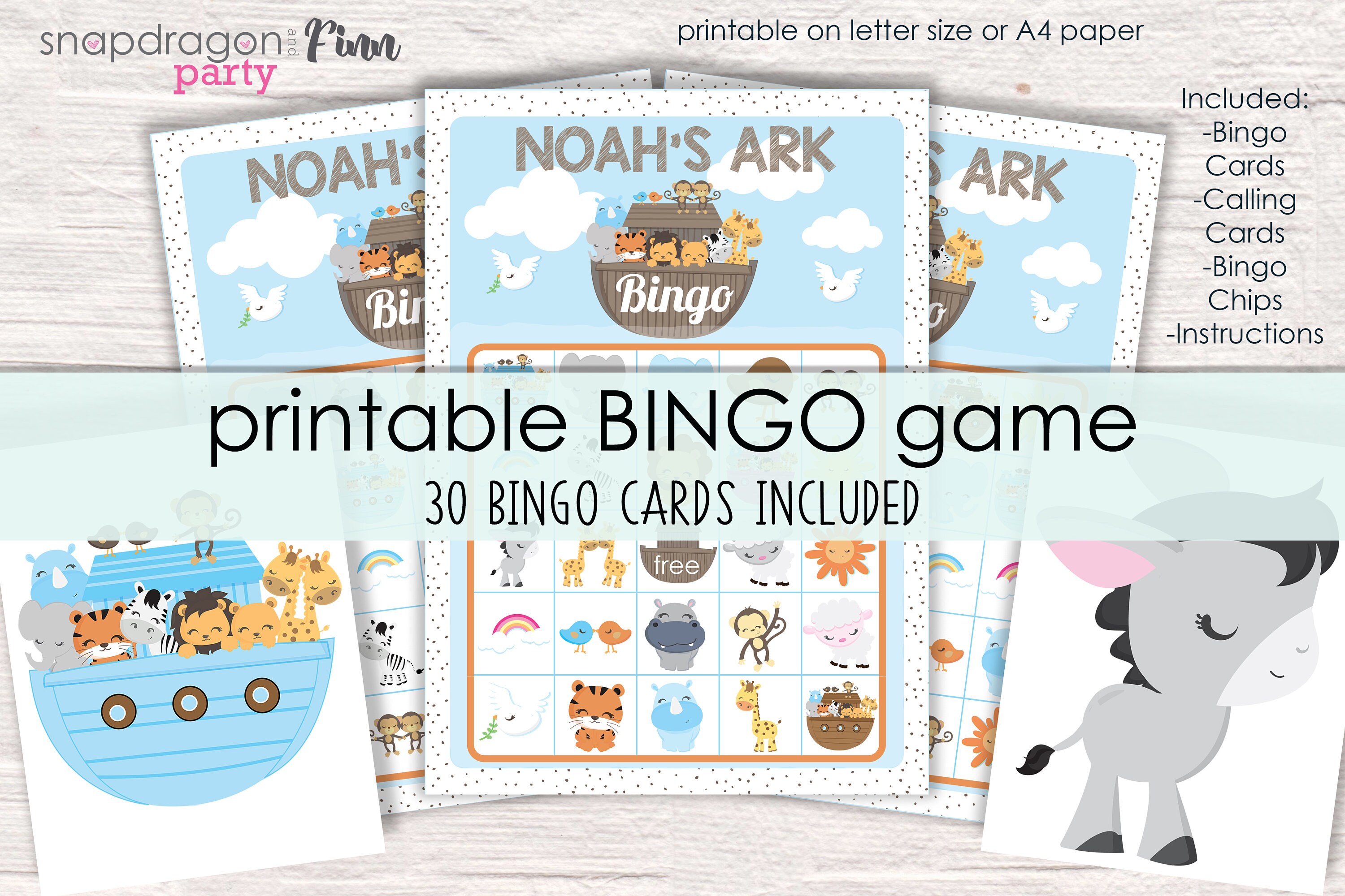 Noah's Ark Bingo Printable Game Printable Ark Birthday | Etsy