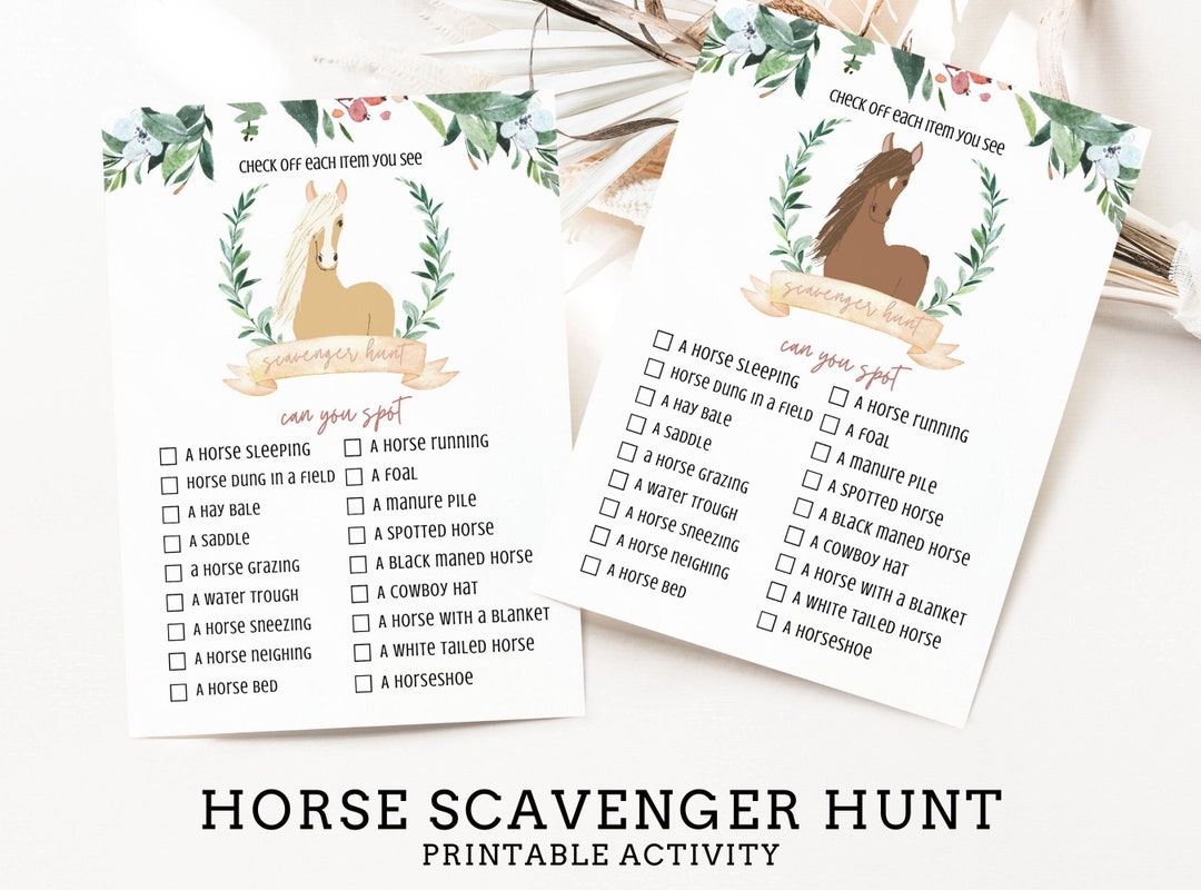 Horse Scavenger Hunt Activity, Horse Birthday Party Game, Pony Party ...