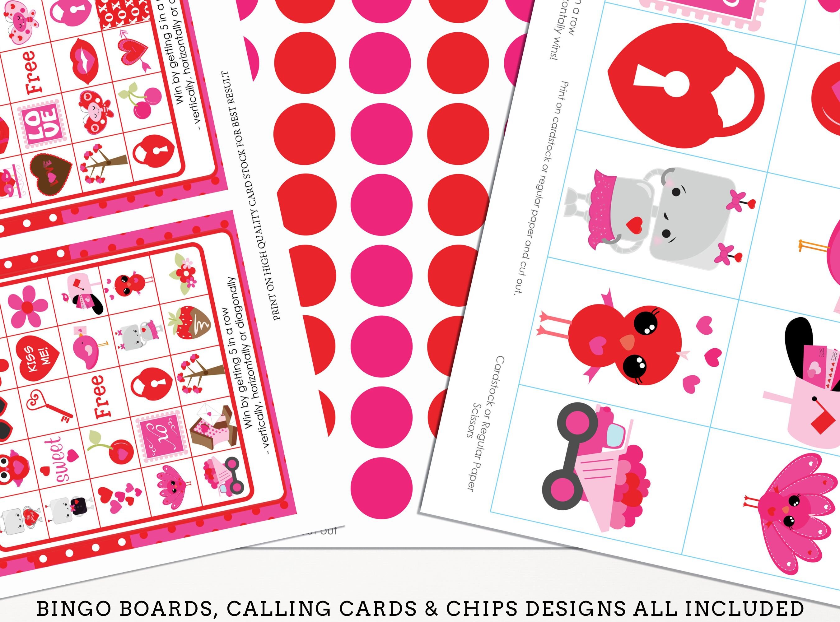 Valentine Bingo Printable Game - Valentine Game - 20 Bingo Cards ...