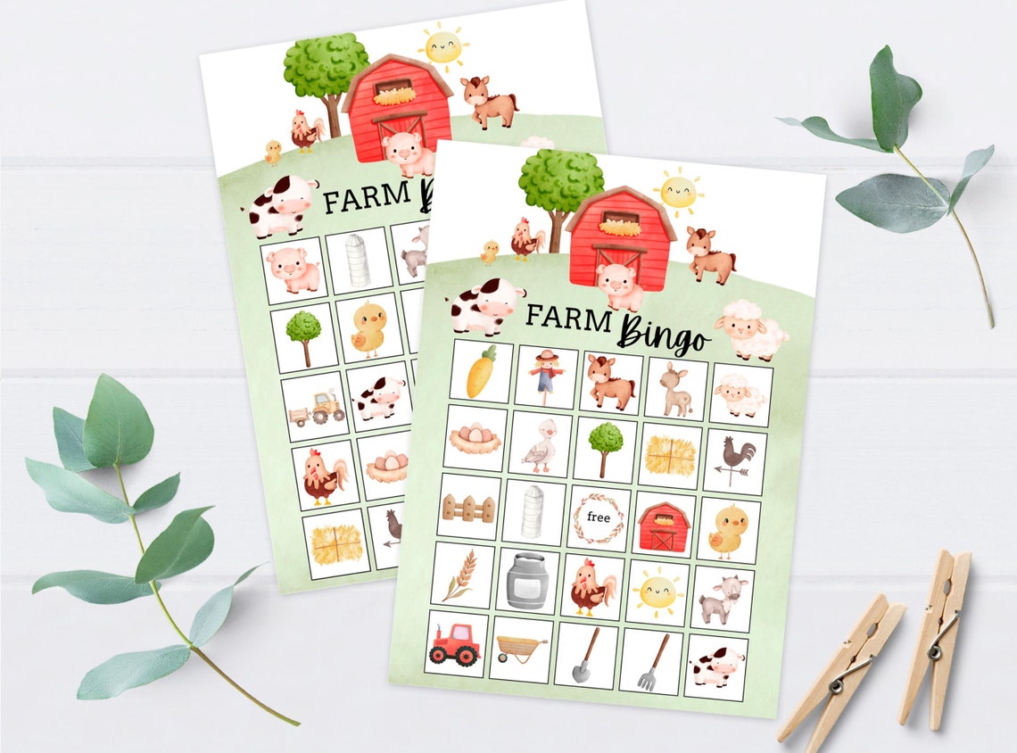 Farm Bingo Printable Party Game 30 Bingo Cards Barnyard - Etsy