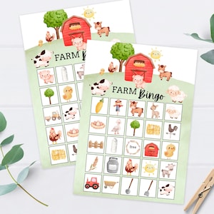 Farm Bingo Printable Party Game - 30 Bingo Cards - Barnyard Bingo ...