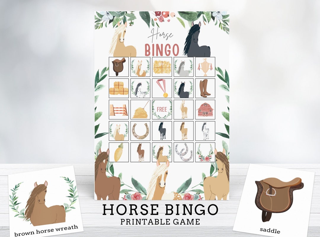 Horse Bingo - Pony Bingo Printable Party Game - Pony Party Game - Horse ...