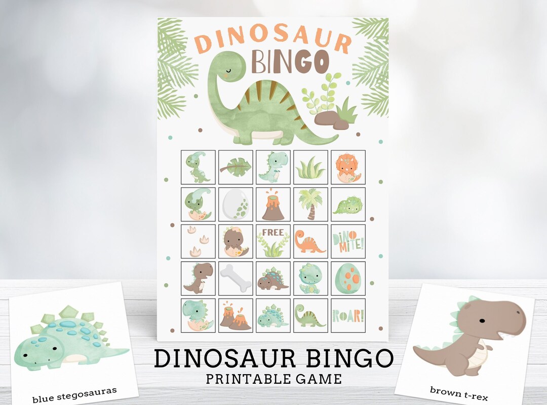 Dinosaur Bingo Game - Dinosaur Printable Party Game - Dinosaur Party ...