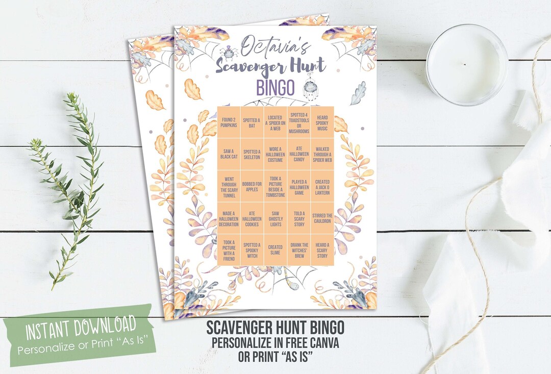 Halloween Scavenger Hunt Bingo - Printable Halloween Activity - Instant ...