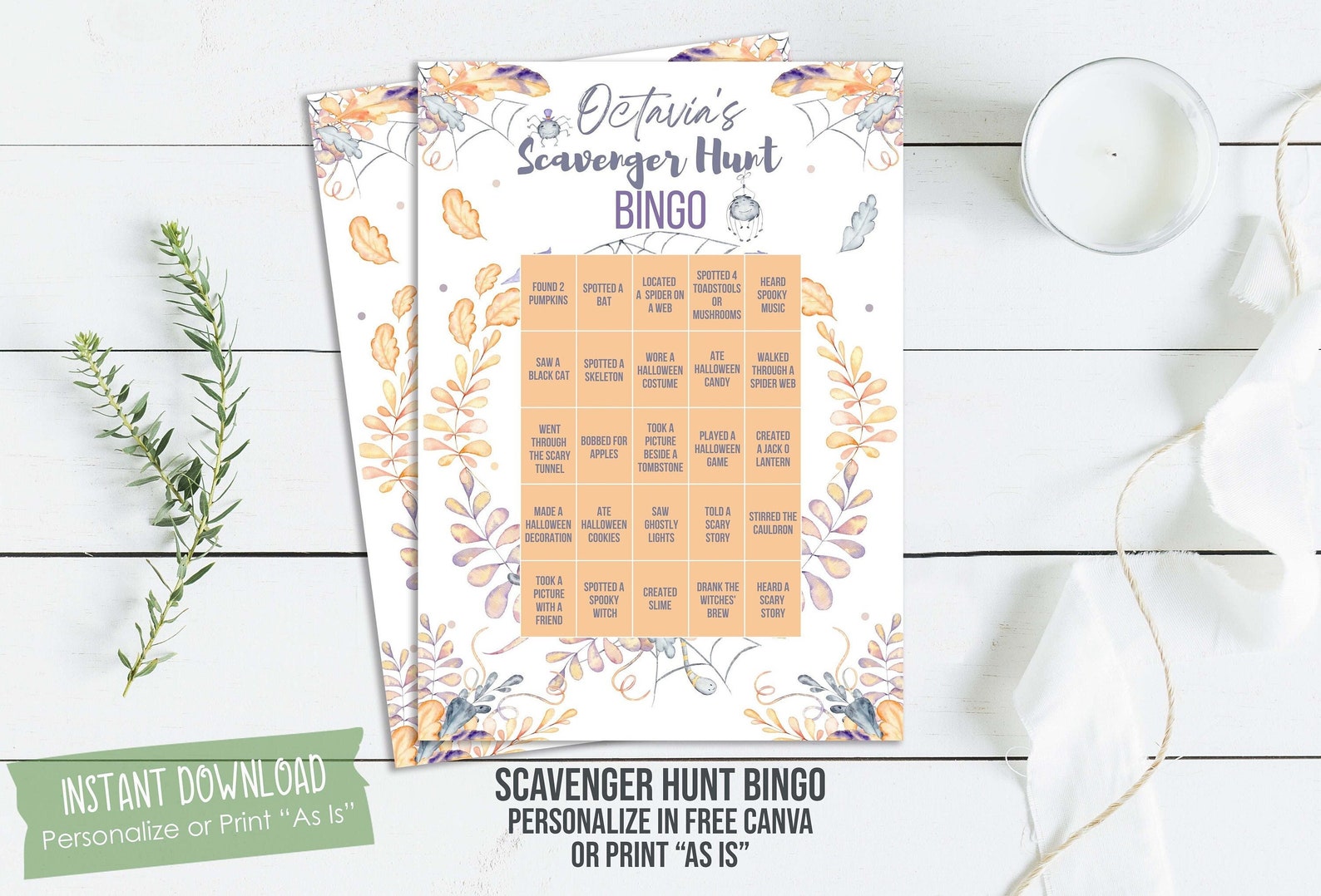 Halloween Scavenger Hunt Bingo - Printable Halloween Activity - Instant ...