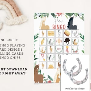 Horse Bingo - Pony Bingo Printable Party Game - Pony Party Game - Horse ...