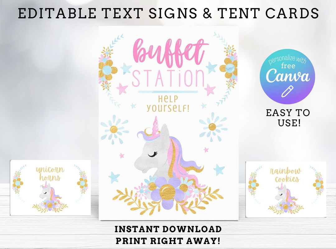 Editable Unicorn Food Labels & Signs - Unicorn Food Signs - Unicorn ...