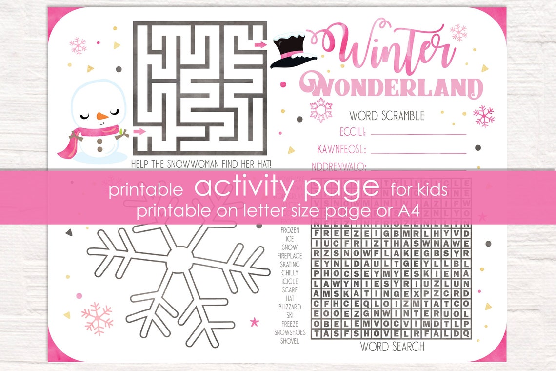Snowman Winter Wonderland Printable Activity Winter Activity | Etsy
