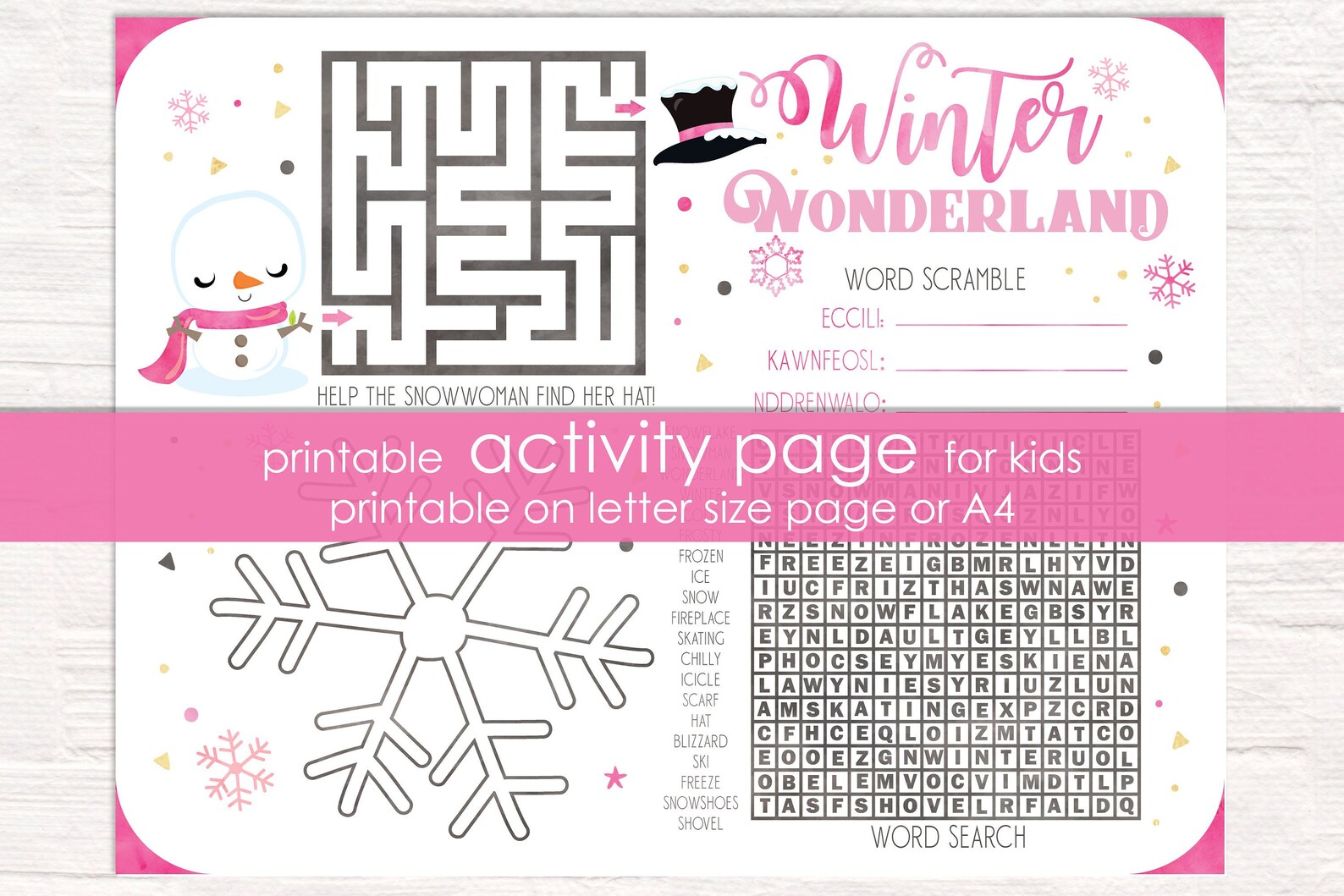 Snowman Winter Wonderland Printable Activity Winter Activity | Etsy