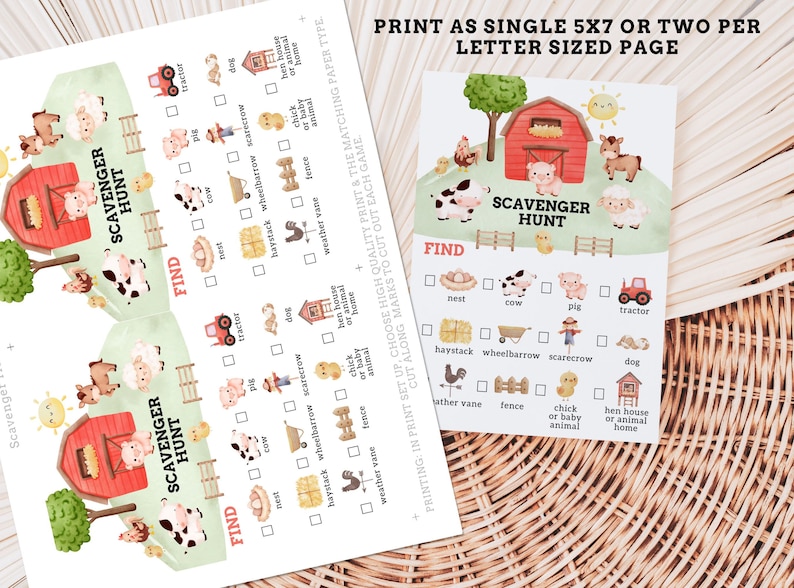 Farm Scavenger Hunt - Printable Barnyard Scavenger Hunt - Farm Birthday ...
