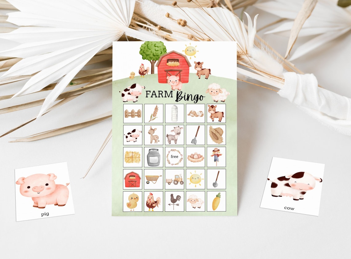 Farm Bingo Printable Party Game 30 Bingo Cards Barnyard - Etsy
