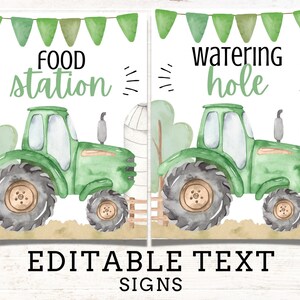 Editable Green Tractor Food Labels & Signs - Tractor Food Signs ...