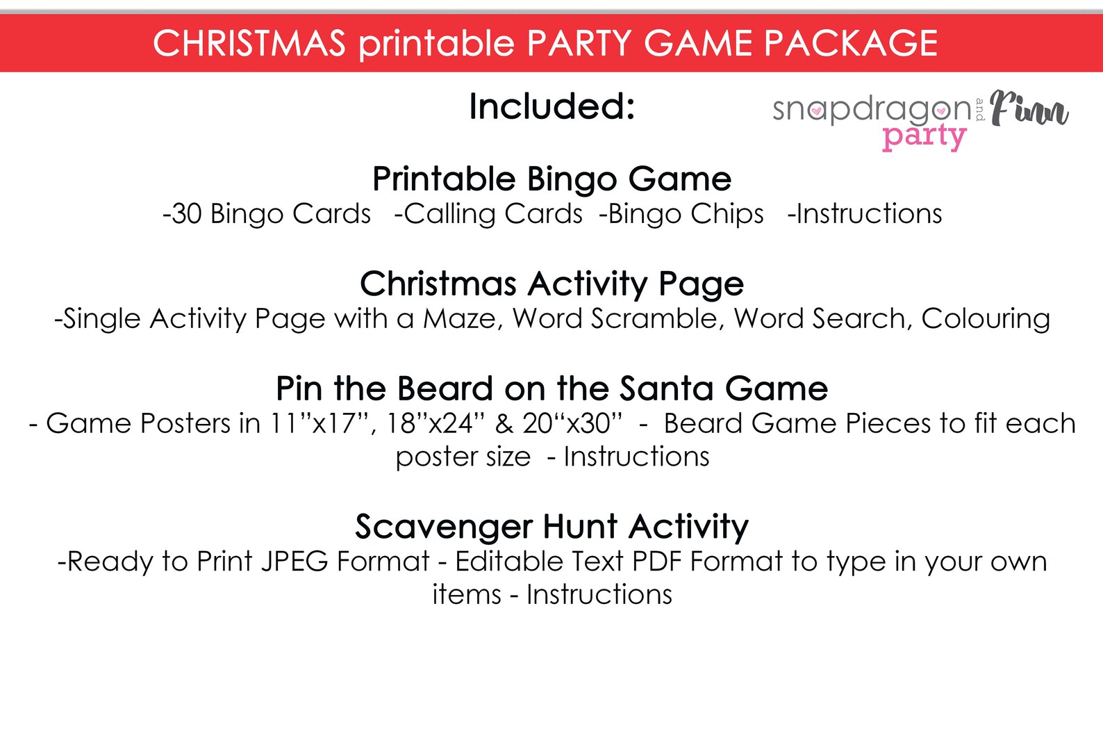 Printable Christmas Party Game Package 4 Activities | Etsy