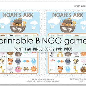 Noah's Ark Bingo Printable Game - Printable Ark Birthday Party Game ...