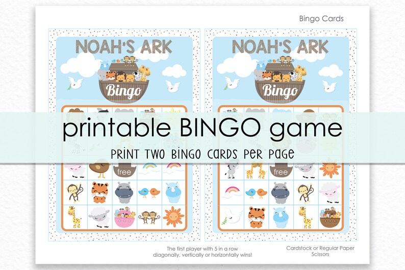 Noah's Ark Bingo Printable Game Printable Ark Birthday | Etsy