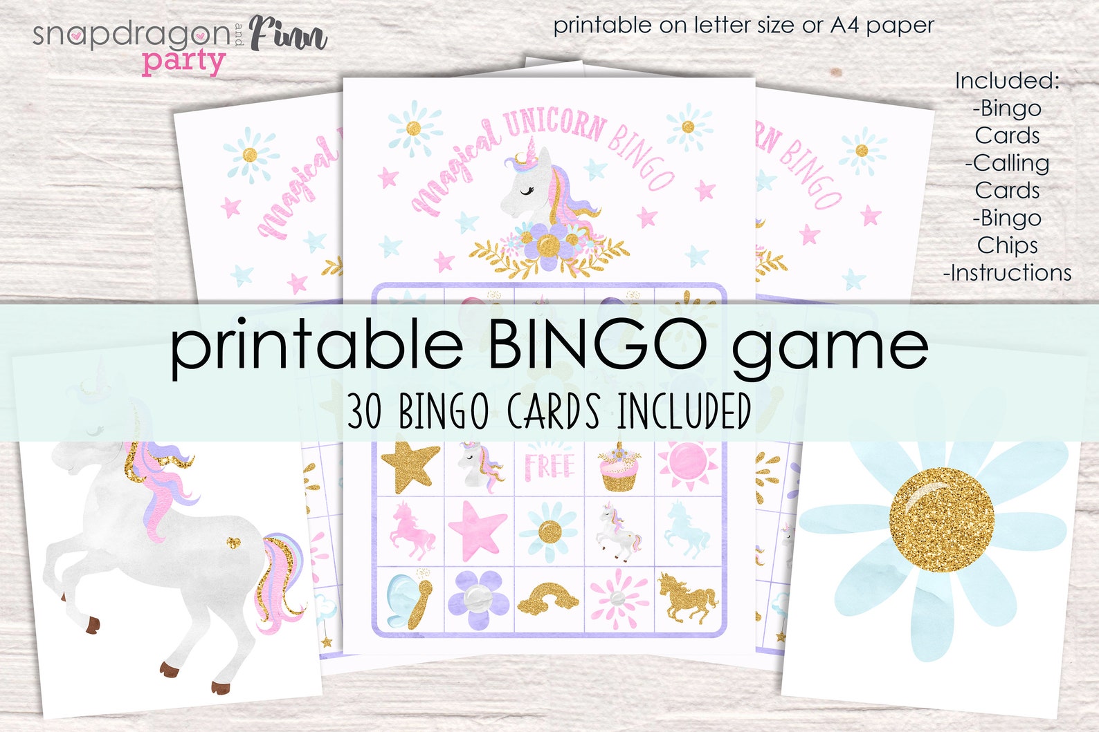 Unicorn Bingo Printable Party Game 30 Bingo Cards Unicorn - Etsy