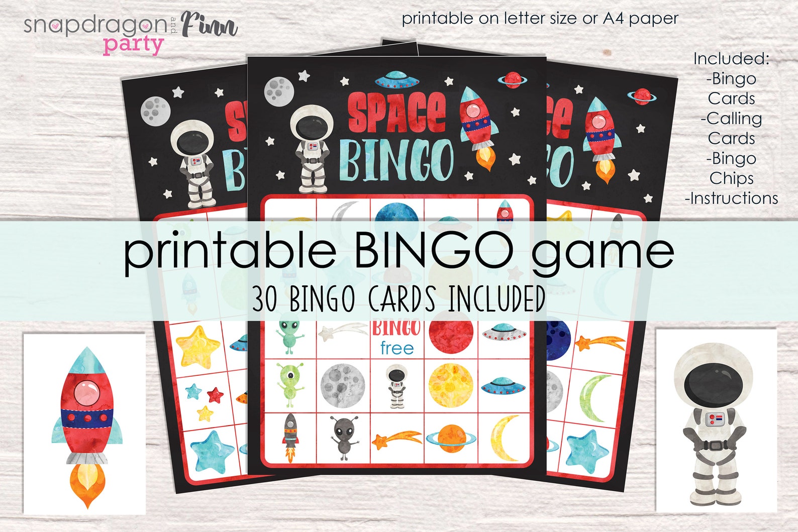 Space Bingo Printable Party Game - 30 Bingo Cards - Space Birthday ...